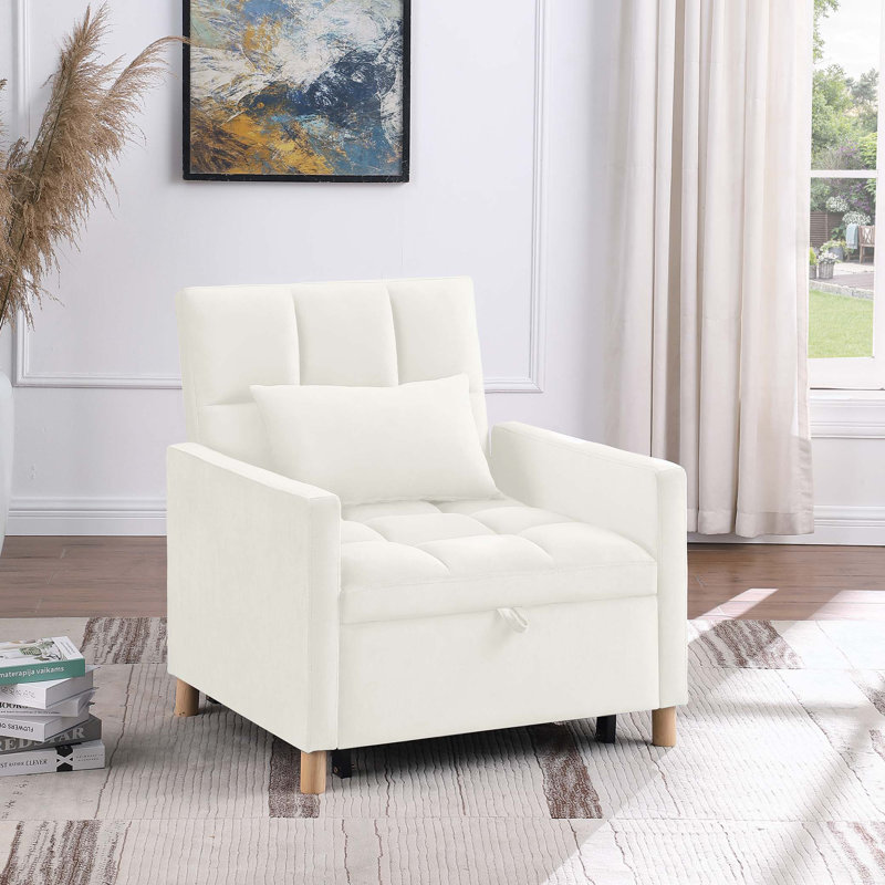 Latitude Run Convertible Sleeper Sofa Chair Bed Adjustable Chair with Pillow for Living Room Accent Chairs